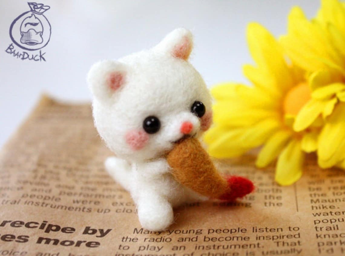 Felting Kitty Kit Cat Felted Toy DIY Craft Beginner Felting - Etsy