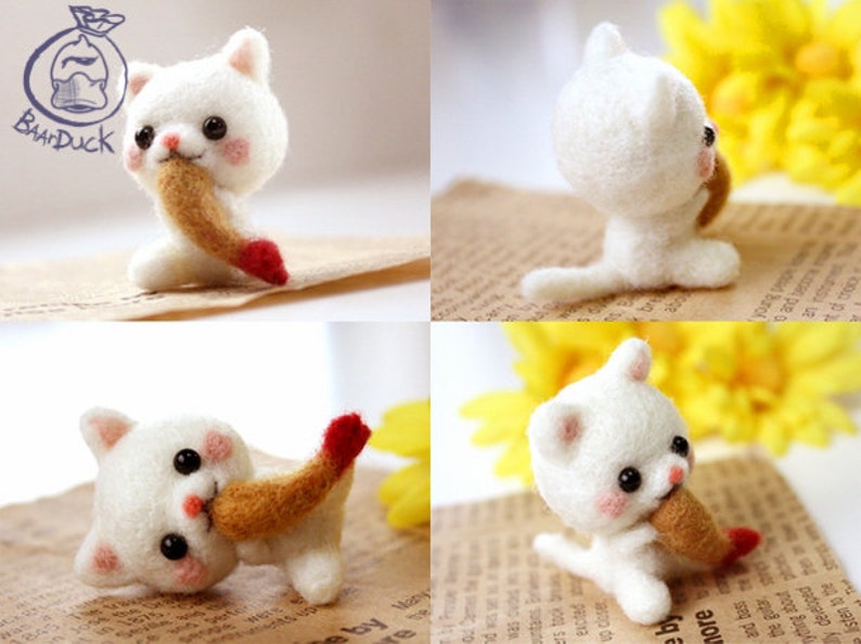 Felting Kitty Kit Cat Felted Toy DIY Craft Beginner Felting - Etsy