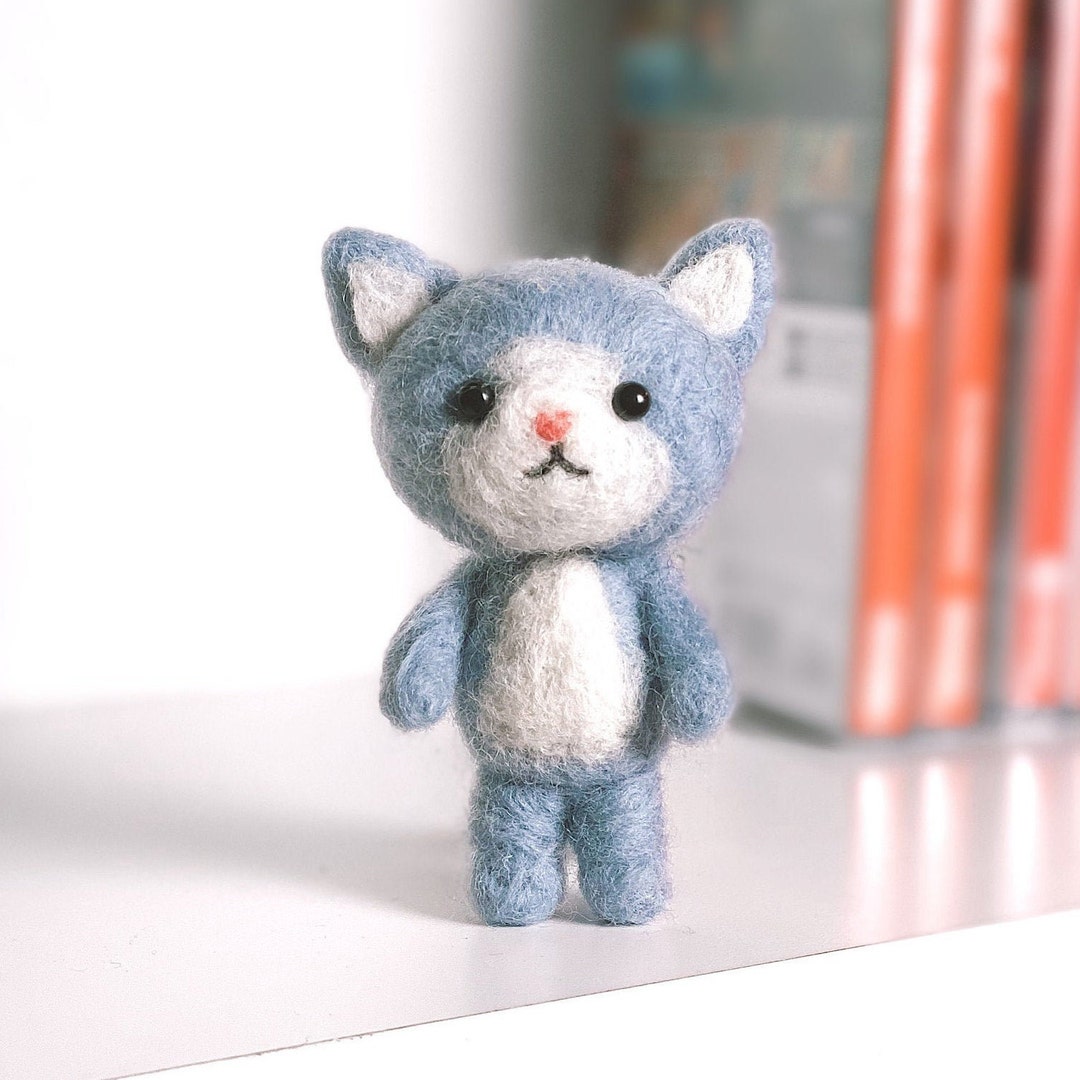 Grey Cat Needle Felting Kit for Diy Project Cat Felting Kits Beginner ...