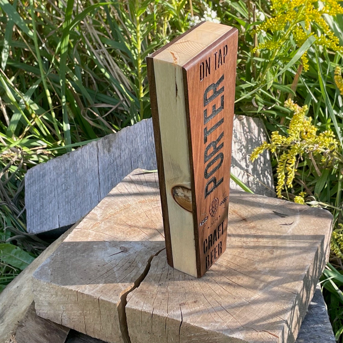 Porter Walnut and Pallet Wood Tap Handle With Laser Engraved Custom ...