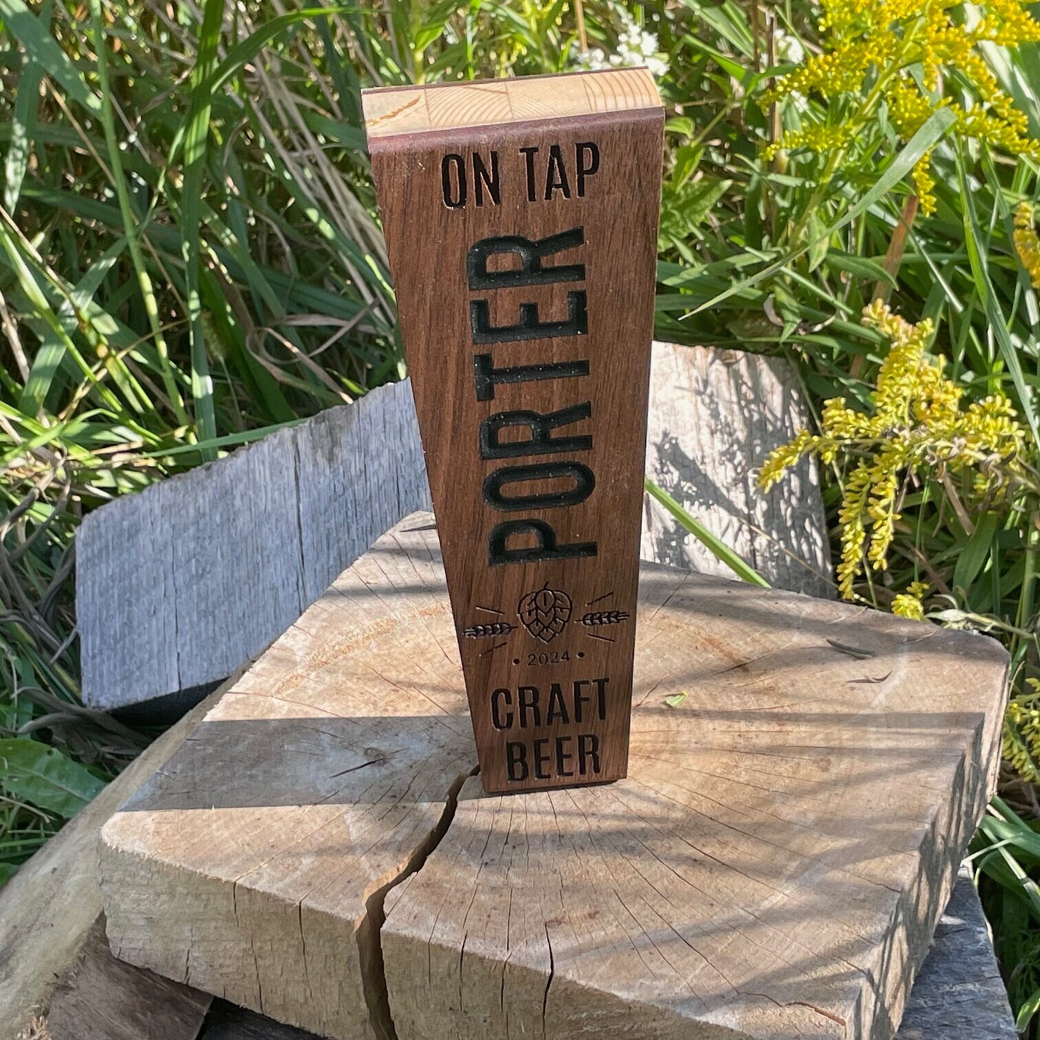 Porter Walnut and Pallet Wood Tap Handle With Laser Engraved Custom ...