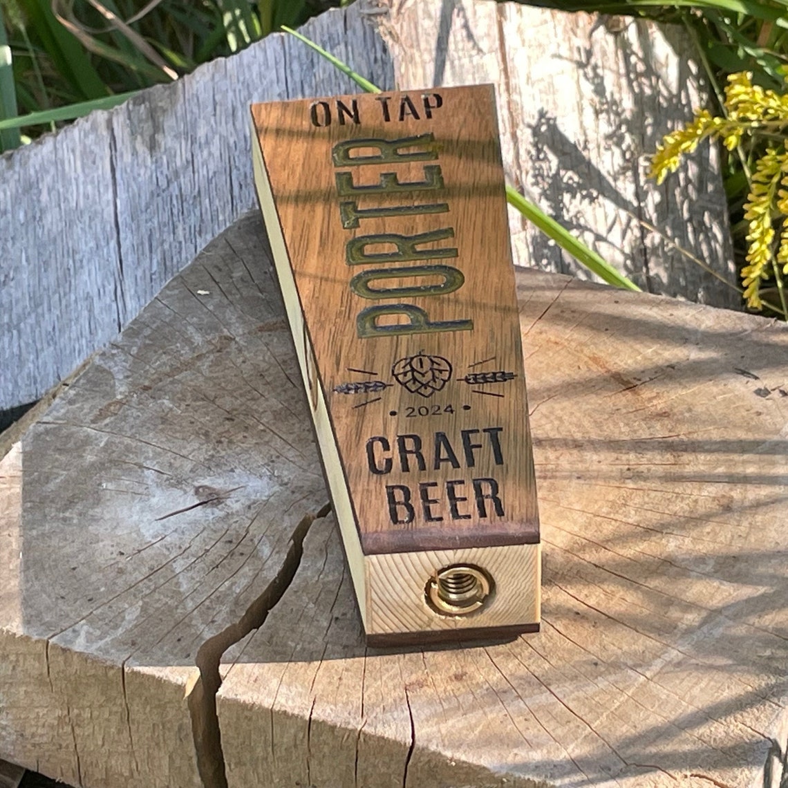Porter Walnut and Pallet Wood Tap Handle With Laser Engraved Custom ...