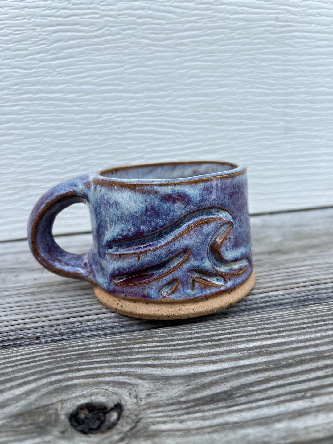 Handmade Ceramic Espresso Mug: Ocean Wave Pottery, Coastal Stoneware - Etsy