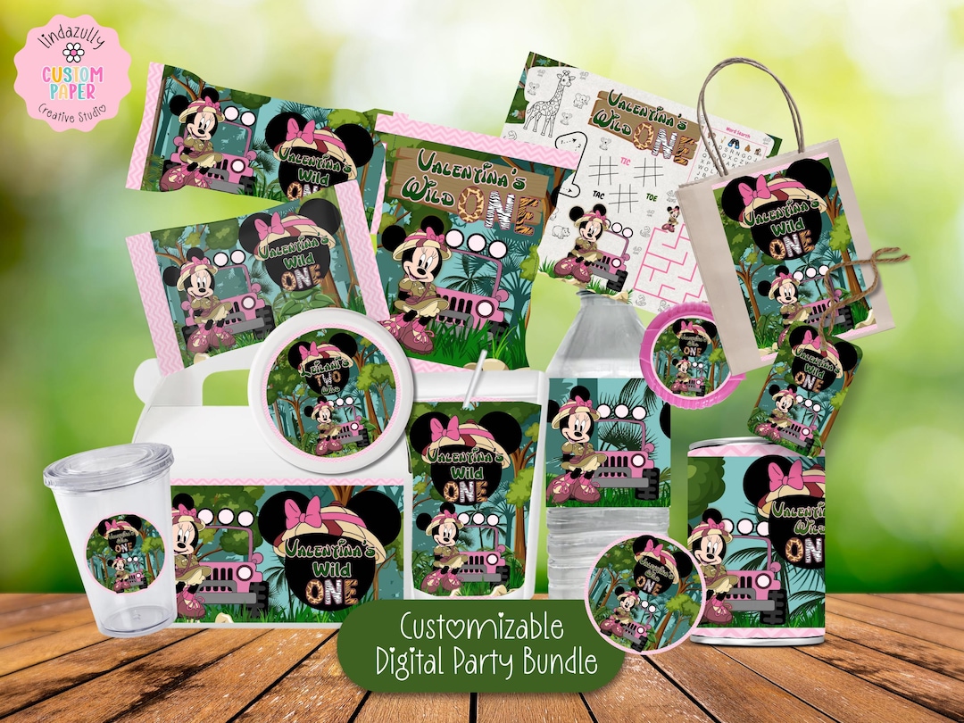 Pink Mouse Safari Party Labels | Customizable Pink Mouse Printable ...