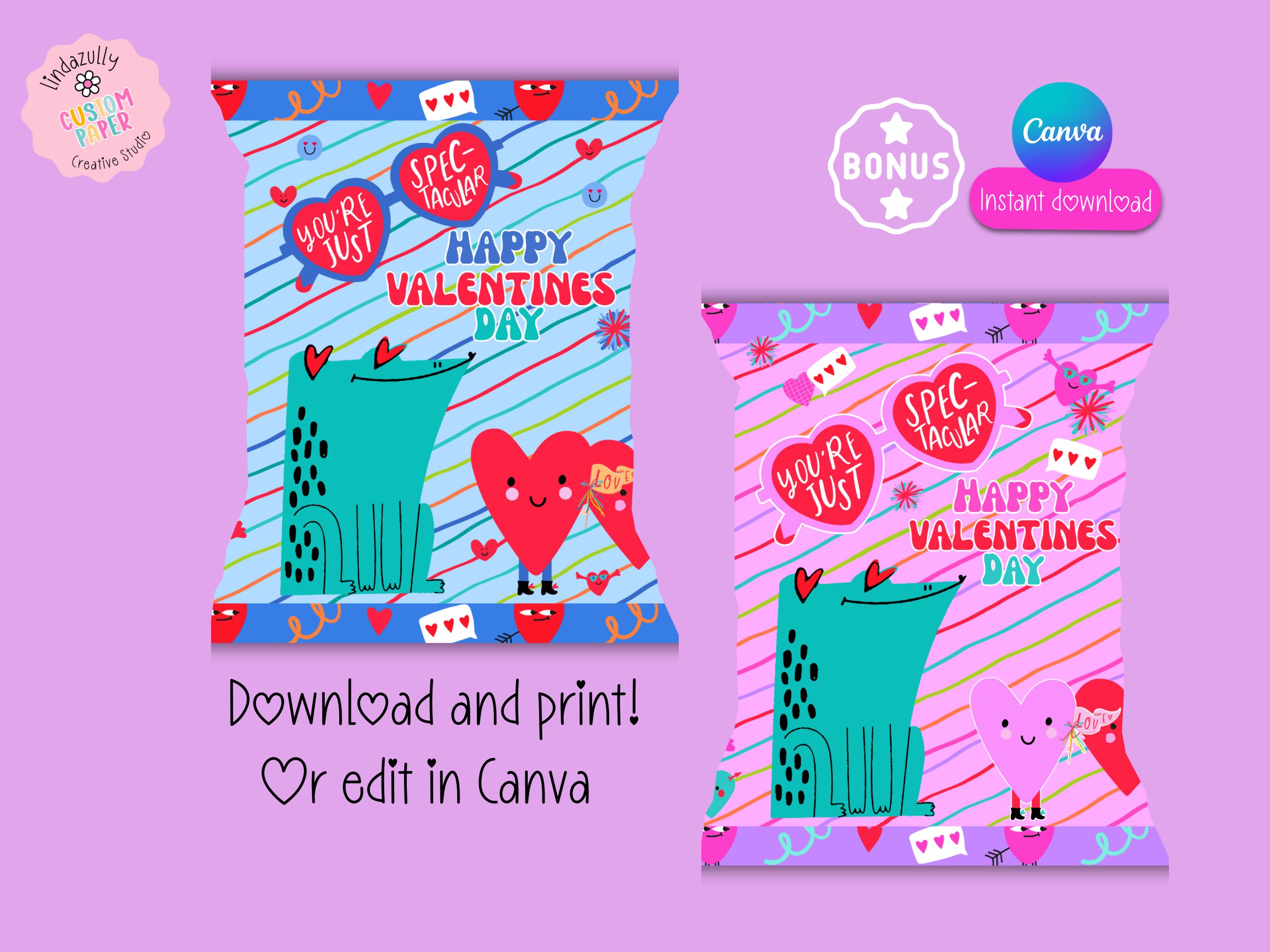 Valentine Chip Bag Template Bundle | Editable Canva, Commercial Use ...