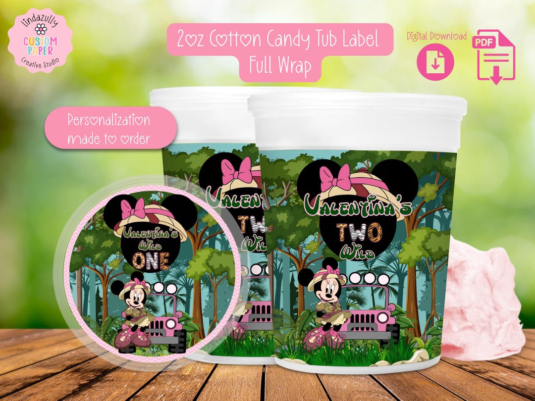 Custom Pink Safari Cotton Candy Label - 2oz Tub Wrap (digital Download ...