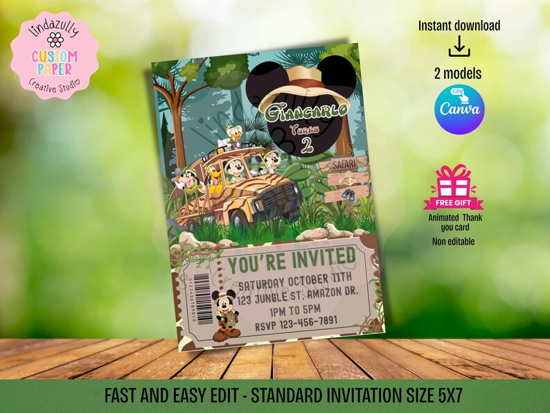Safari Invitation: Jungle Theme Party (digital File) - Etsy