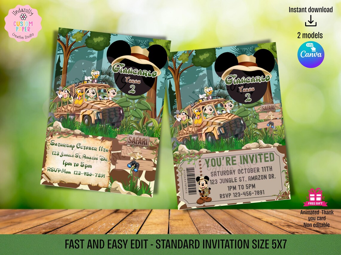 Safari Invitation: Jungle Theme Party (digital File) - Etsy
