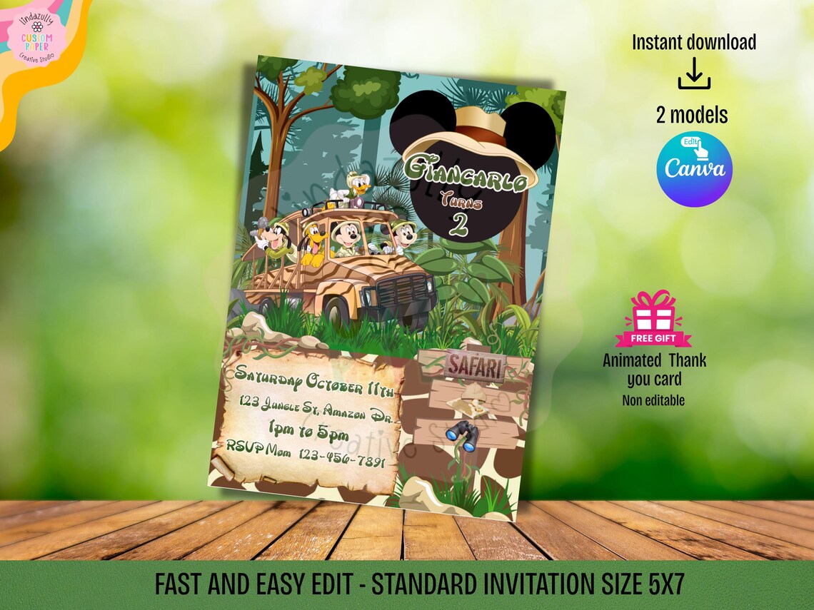 Safari Invitation: Jungle Theme Party (digital File) - Etsy