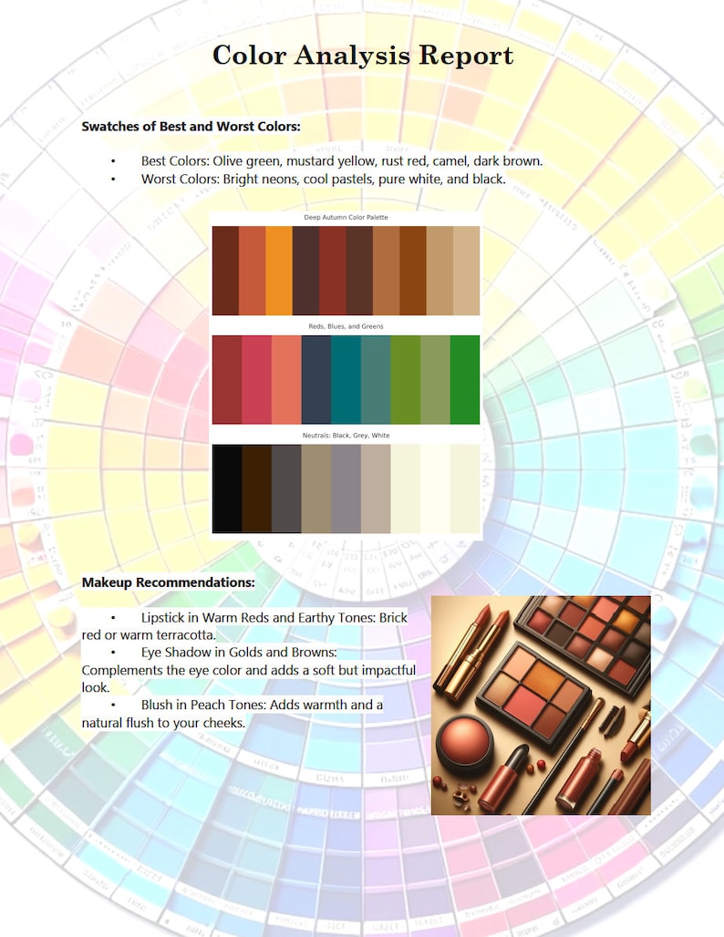 Fashion and Makeup Color Analysis and Guide - Etsy