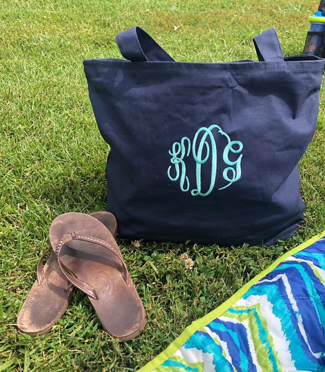 Monogram Tote Bag Monogram Shopping Tote Personalized Tote - Etsy