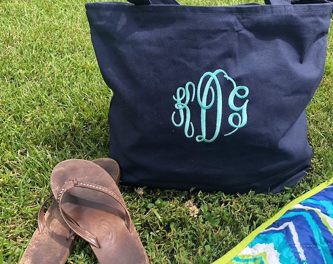 Monogram Tote Bag - Monogram Shopping Tote - Personalized Tote Bag ...