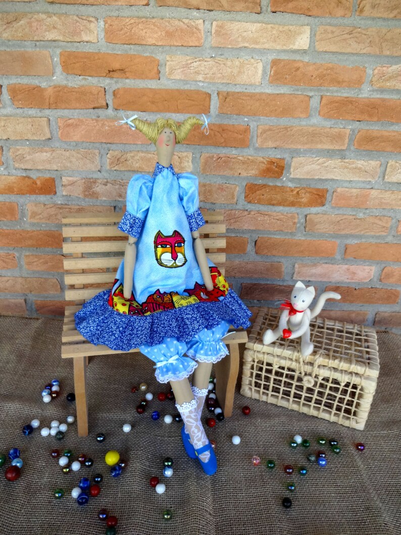 Tilda Dolls Cat Lady and Plush Cat Custom Rag Toy Handmade - Etsy