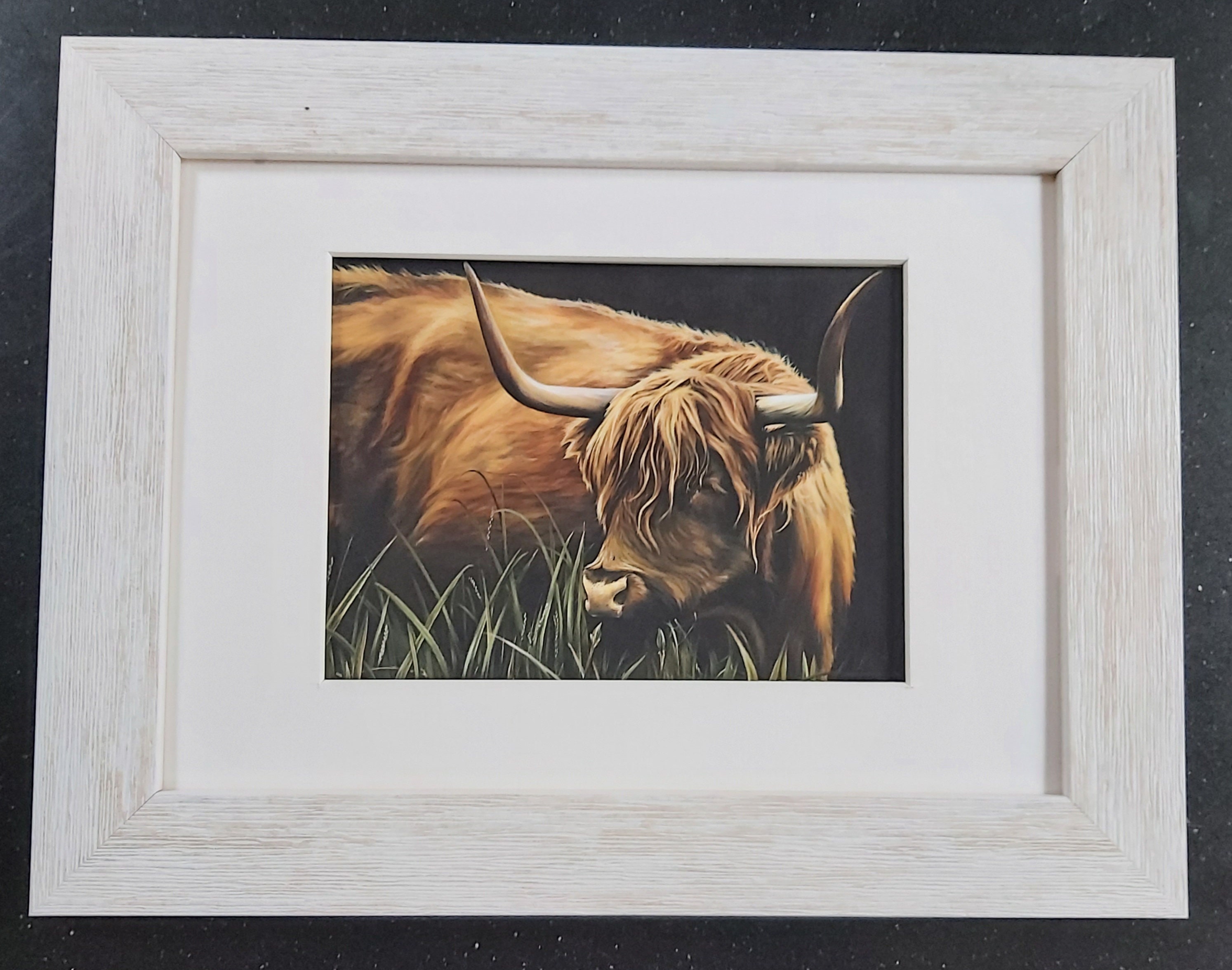 Highland cow print in a white wooden frame Aggie | Etsy