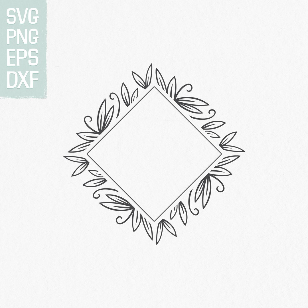 Botanical Rhombus Frame SVG Png Dxf Eps Frame Clipart With - Etsy