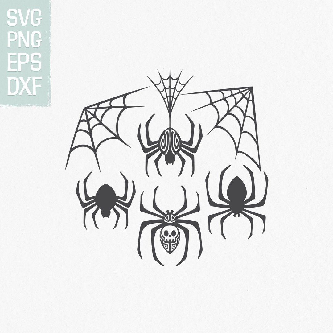 Halloween Spider SVG, Set of 4 Spiders and 3 Spider Webs, Png, Dxf, Eps ...