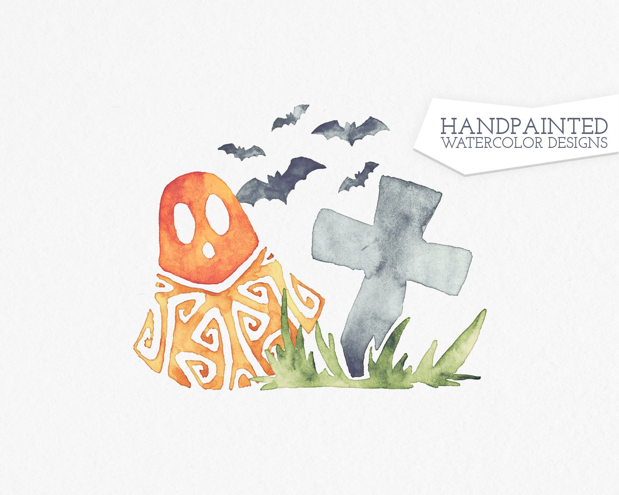 Halloween Watercolor Clipart Cute and Spooky Halloween - Etsy