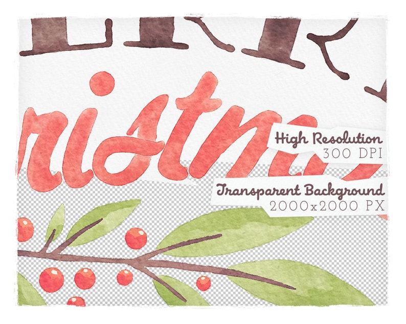 Christmas Watercolor Clipart Cute Christmas Graphics Winter - Etsy