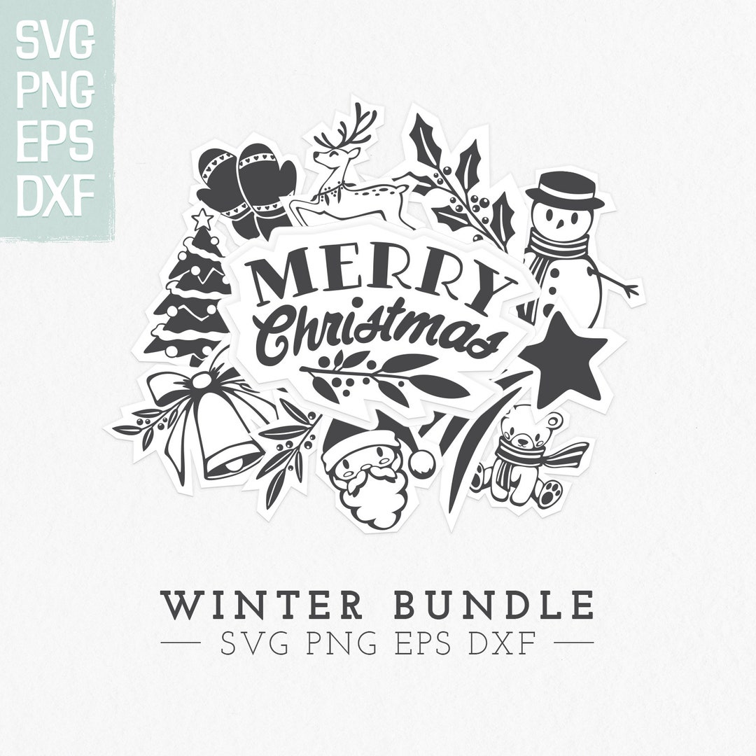 Christmas SVG Bundle, Cute Christmas Graphics DXF, Winter Holiday ...