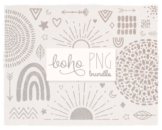 Boho Png Bundle Set of 30 Png Boho Images Hand Drawn Boho | Etsy