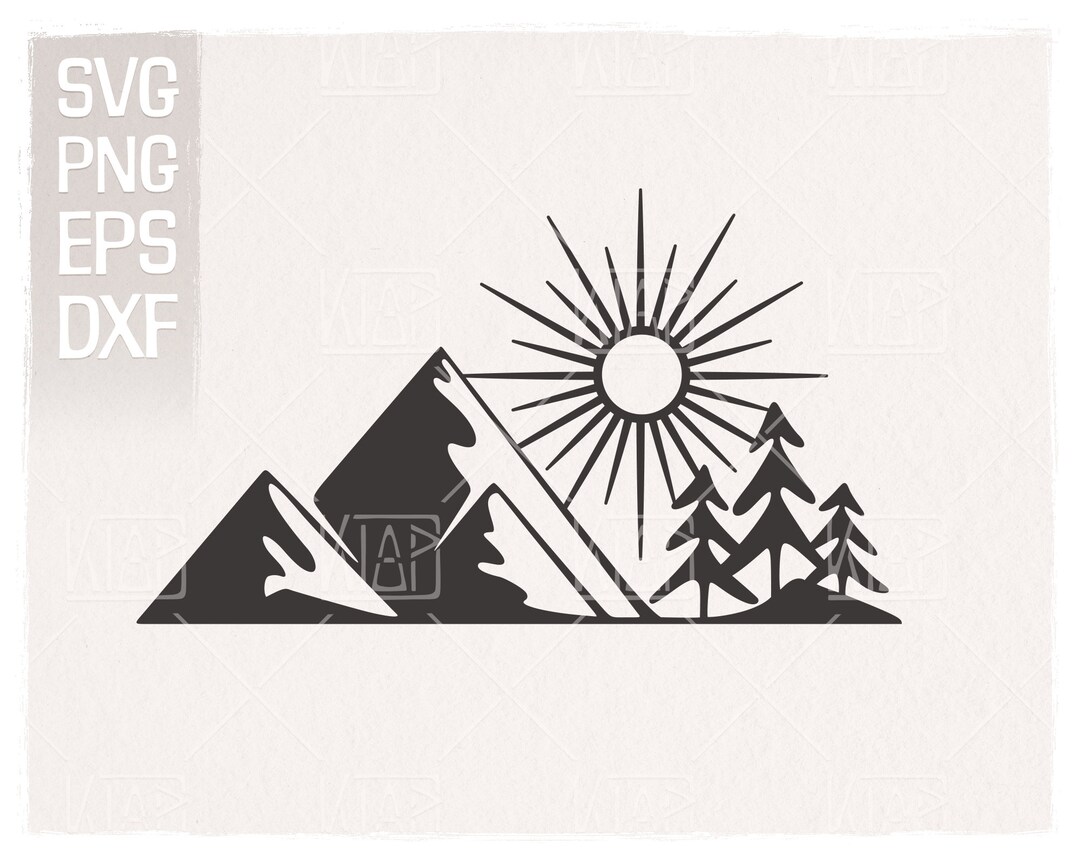Mountains Trees and Sun SVG Instant Download Great Outdoors - Etsy