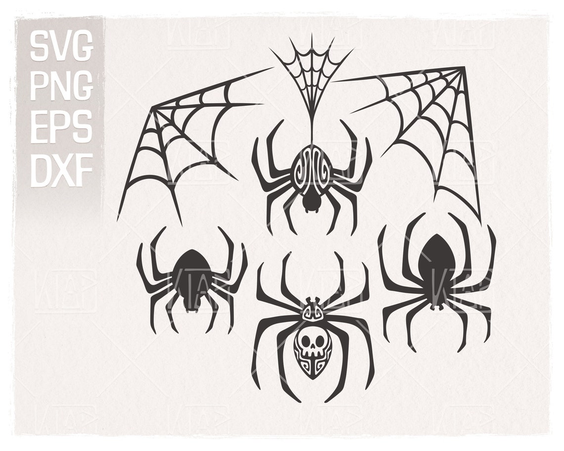 Halloween Spider SVG Set of 4 Spiders and 3 Spider Webs Png - Etsy