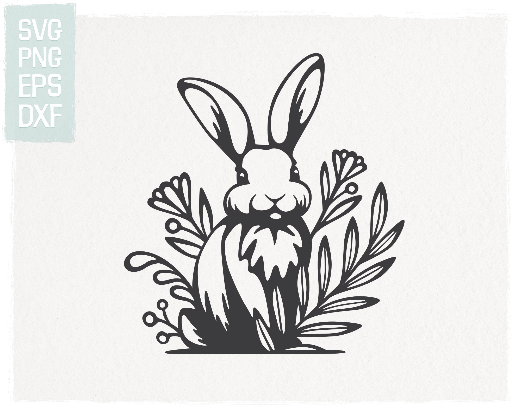 Cute Bunny SVG With Floral Elements Rabbit Transparent Png - Etsy