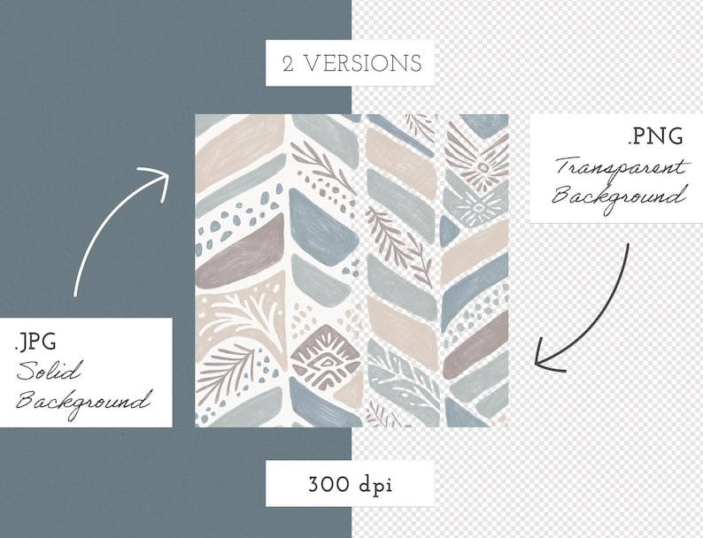 Boho Digital Paper | Seamless Pattern | Soft Neutral Beige and Blue ...