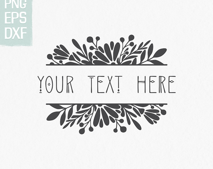 Floral Split Frame Svg, Line Drawing, Hand-drawn, Split Monogram Frame ...