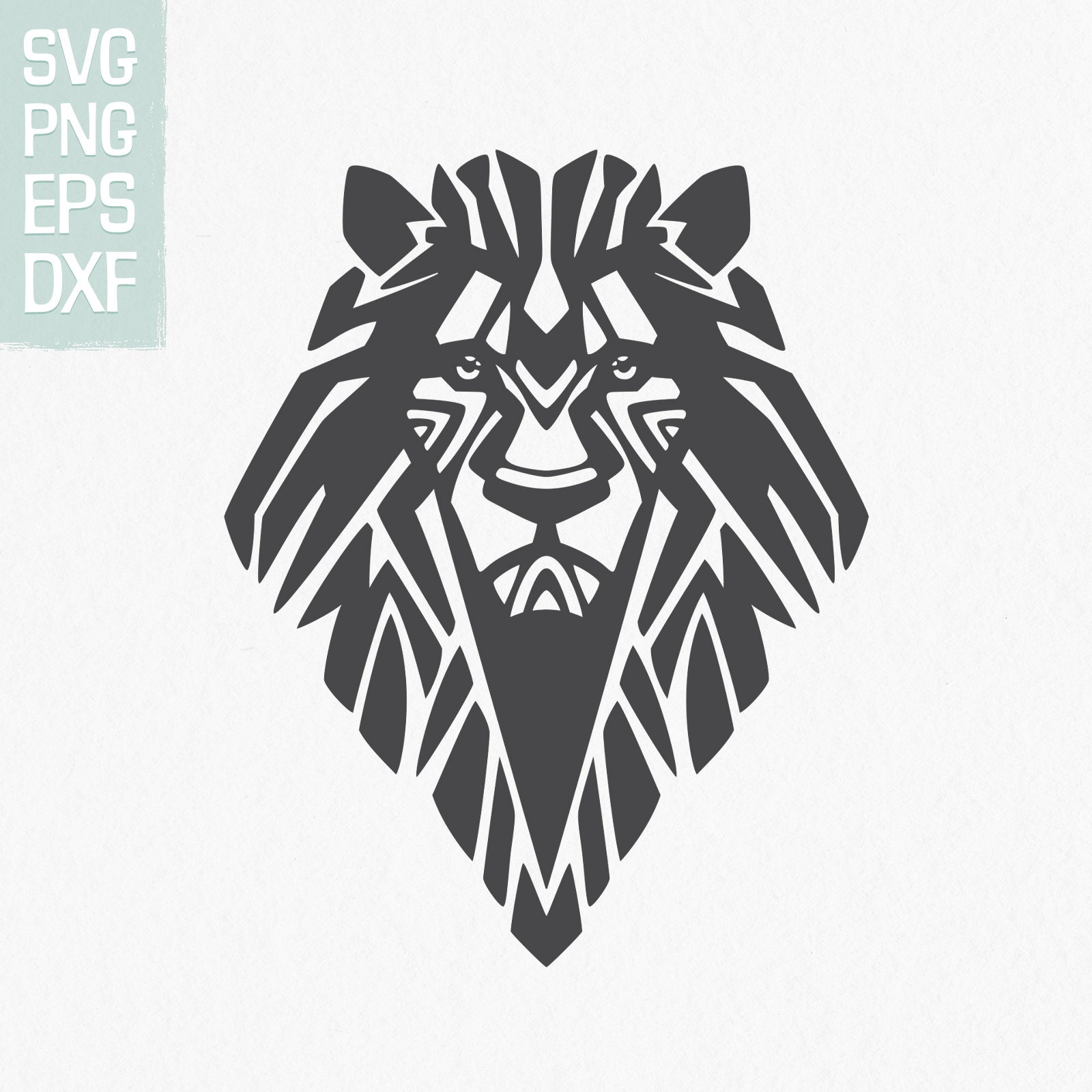 Geometric Lion SVG, Lion Dxf Cut File, Lion Tattoo Design, Geometric ...