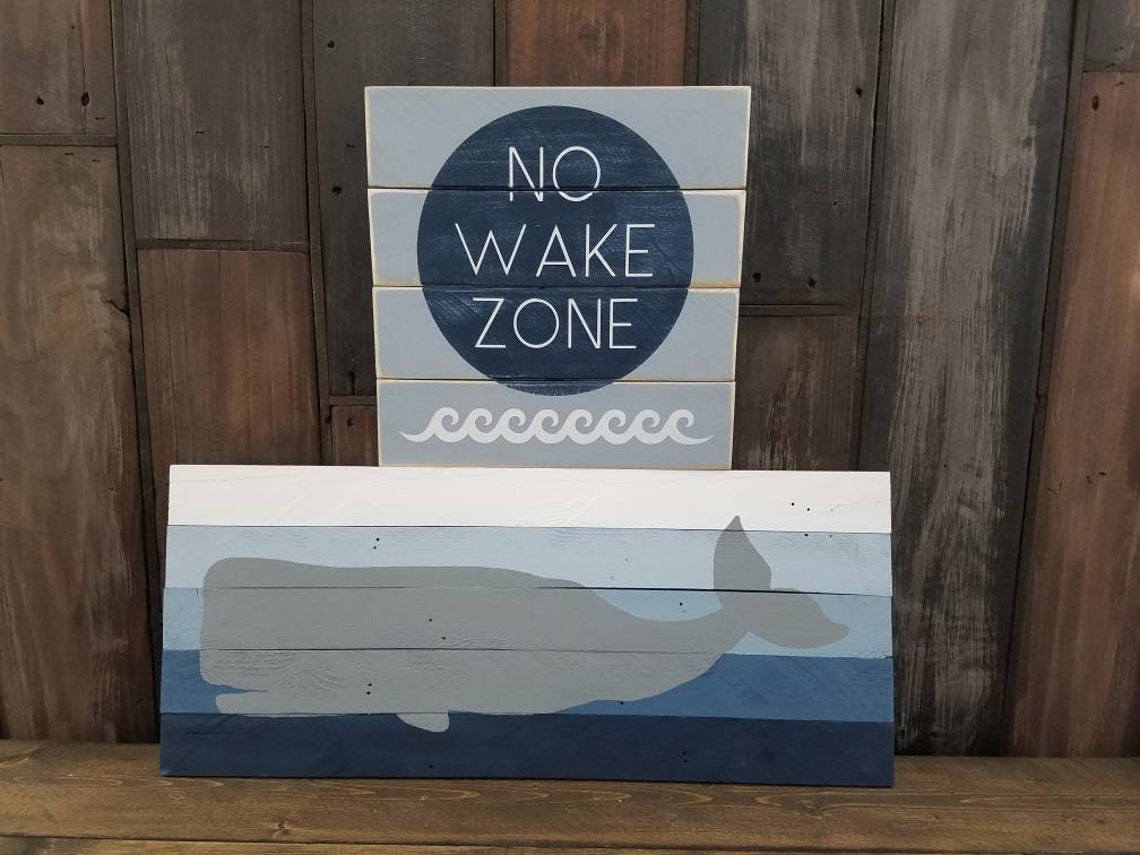 Whale Sign, Ombre Blue Sign, Ocean Theme Nursery, Nautical Bathroom ...
