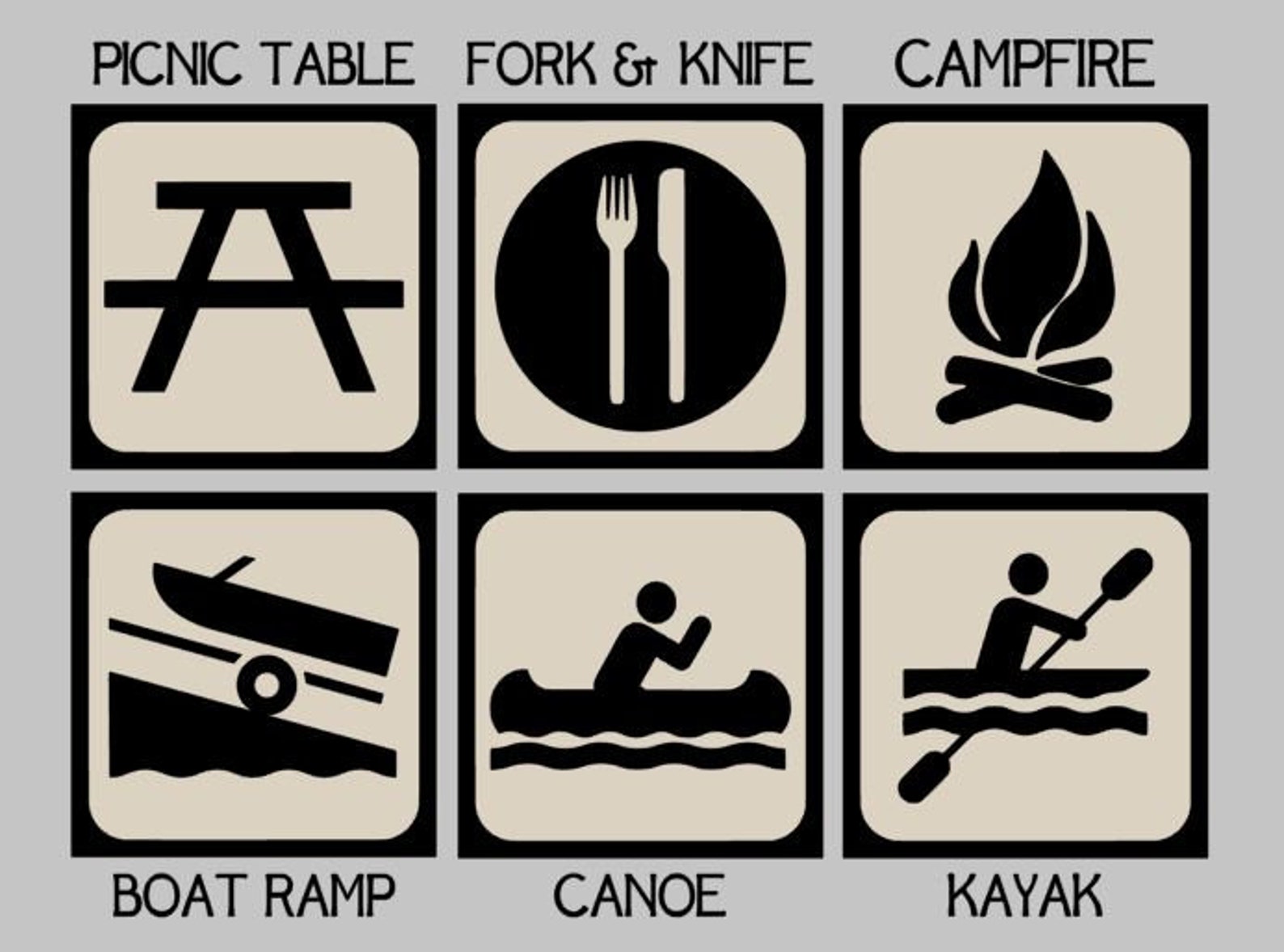 SINGLE National Parks & Recreation Sign Camping Icon Hiking - Etsy