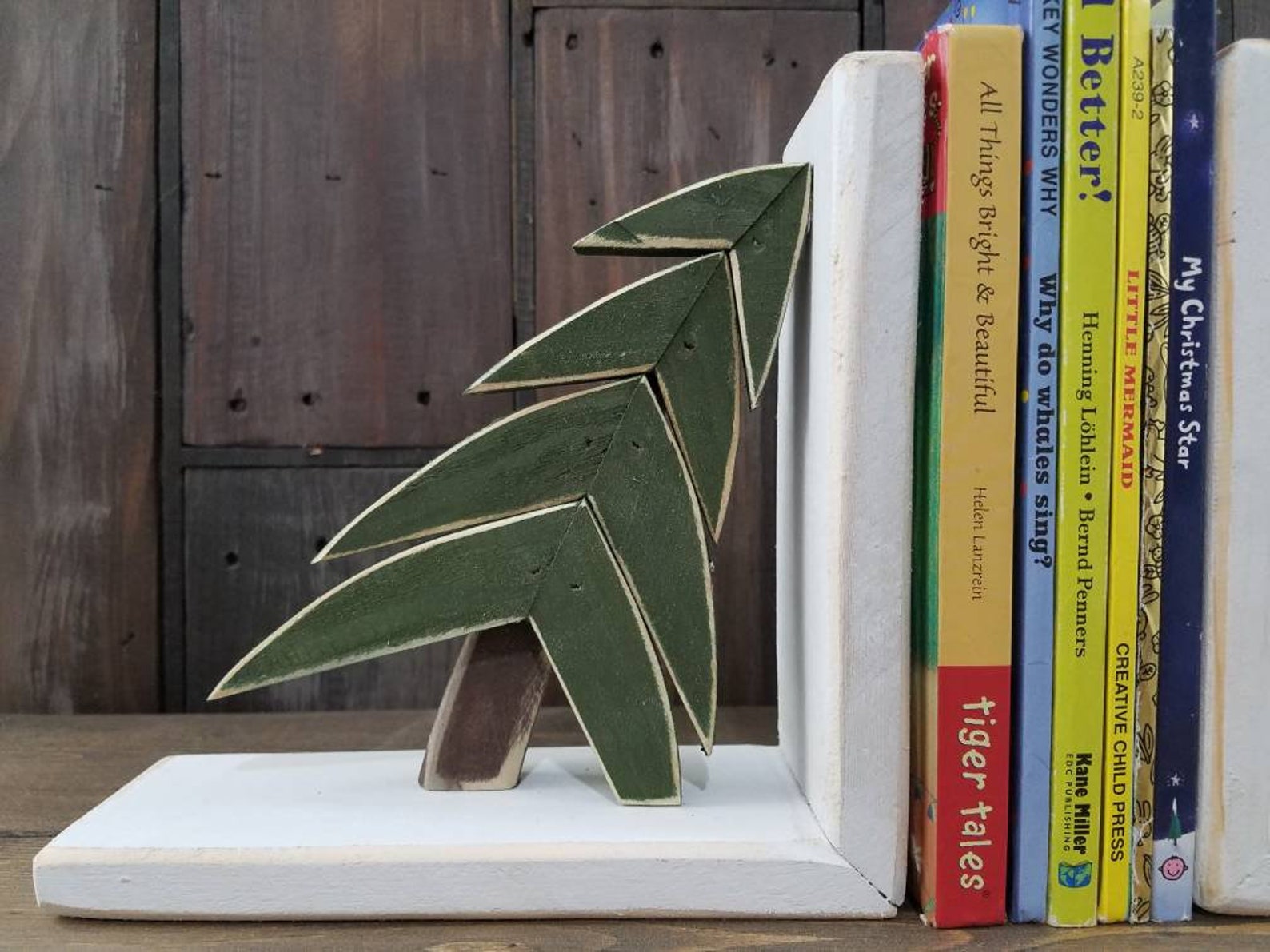 Woodland Tree Bookends Evergreen Trees Nursery Decor Lake | Etsy