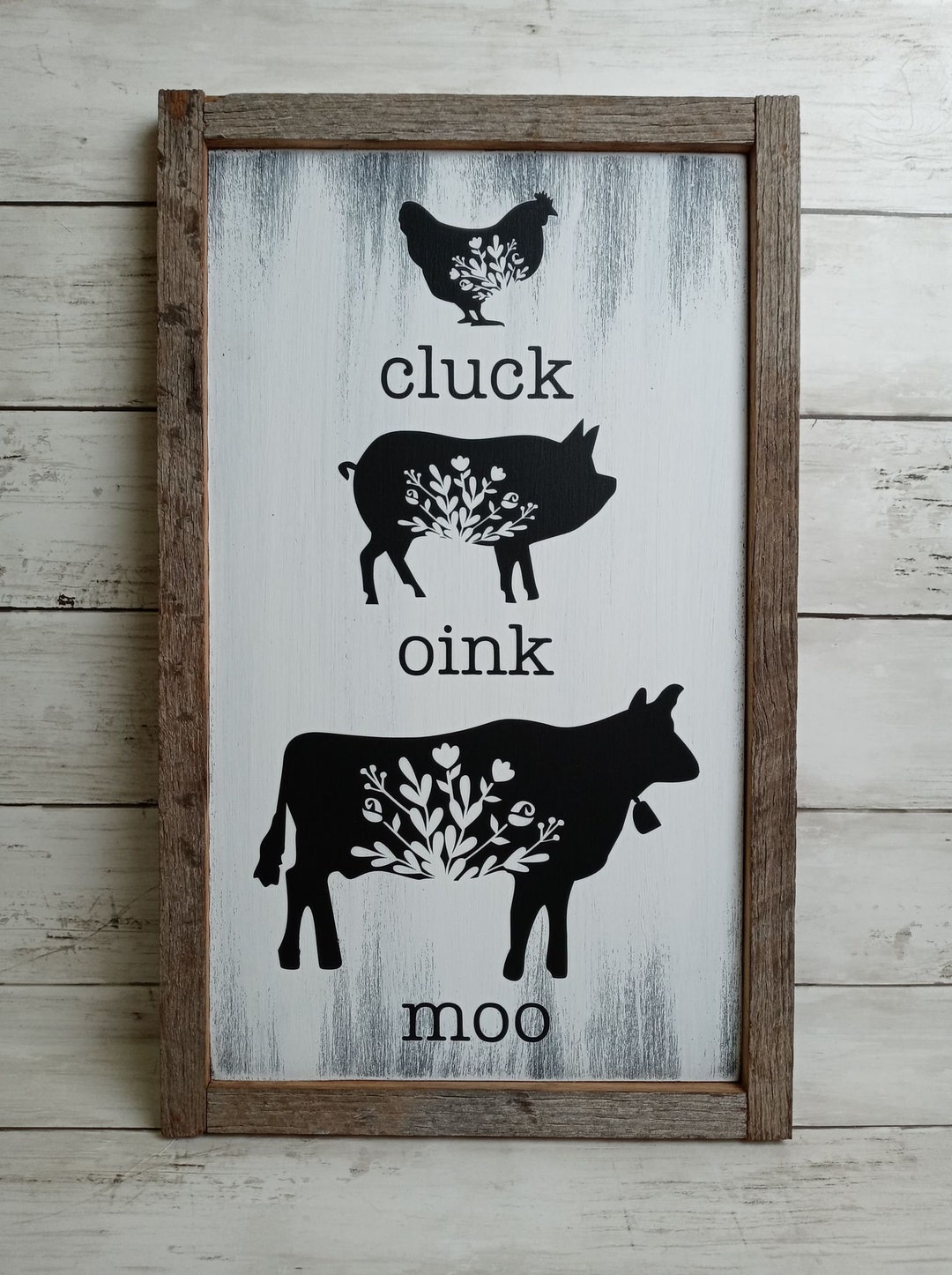 Farmhouse Cluck, Oink Moo Sign, Cow, Pig, Chicken Kitchen Sign, - Etsy