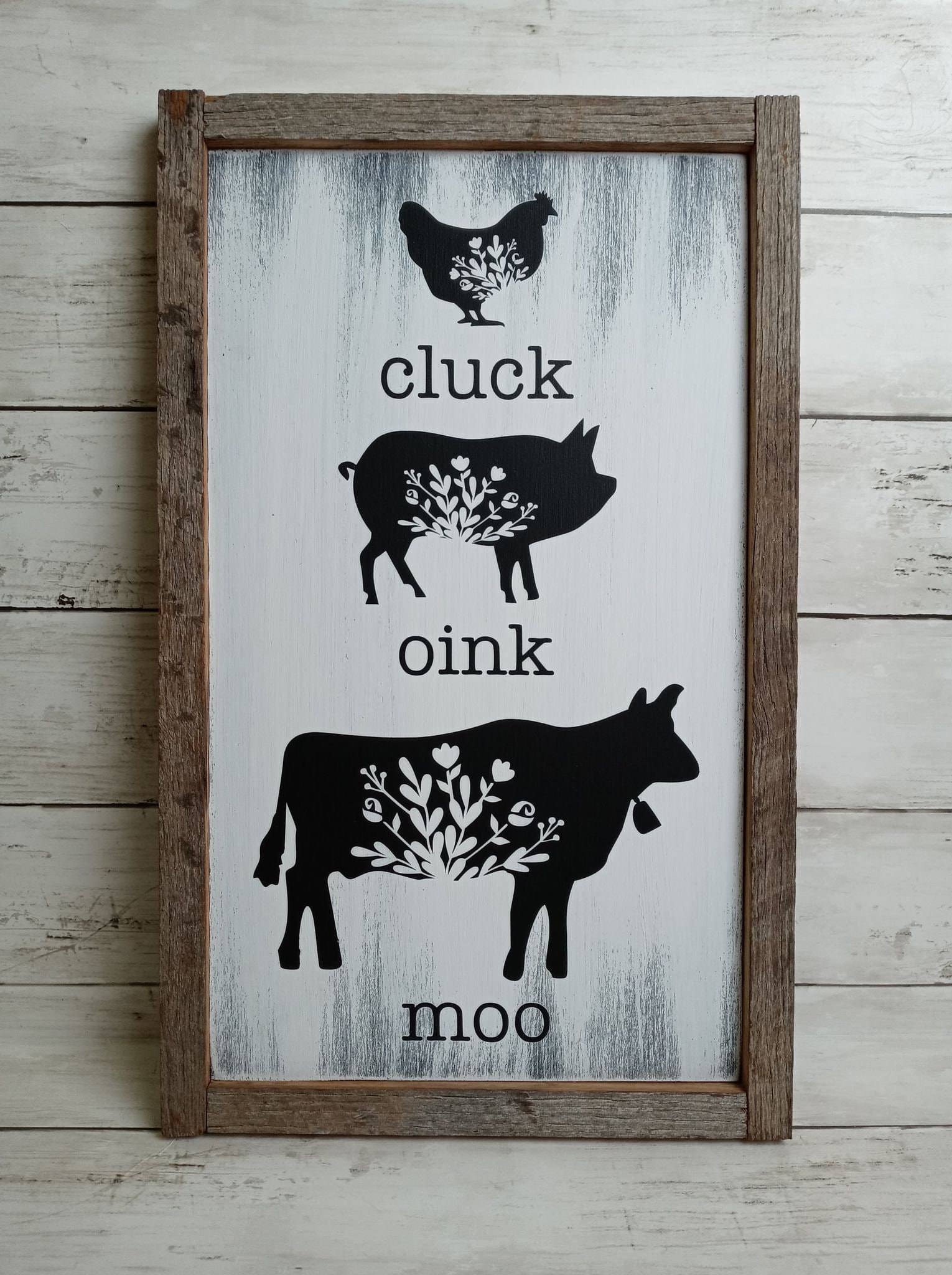 Farmhouse Cluck Oink Moo Sign Cow Pig Chicken Kitchen - Etsy