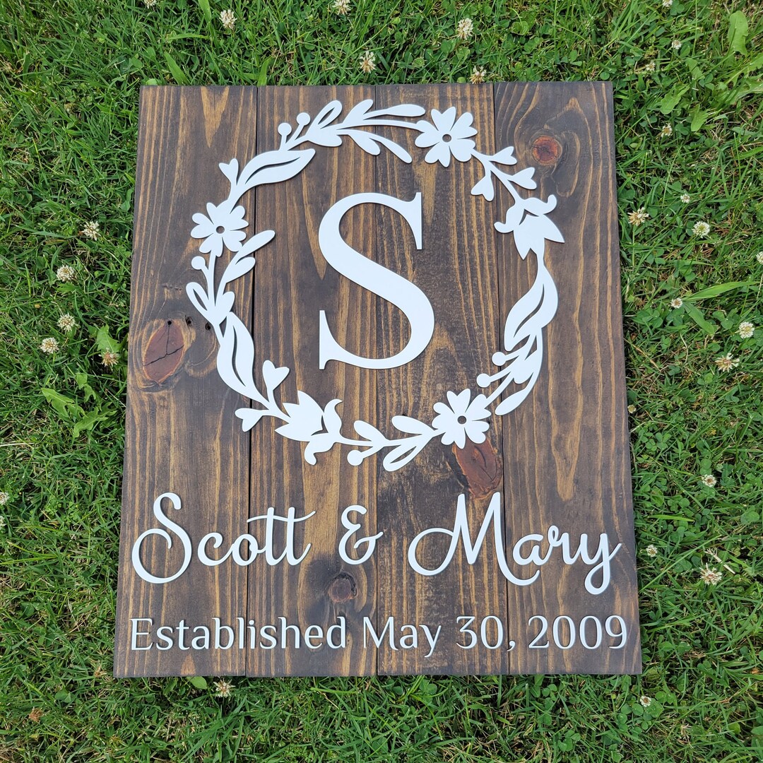 Wedding Date Name Sign, Anniversary Gift, - Etsy