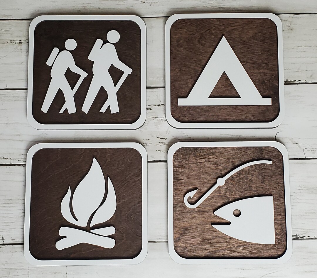 National Parks & Recreation Signs, National Forest Icons, Cabin Decor ...