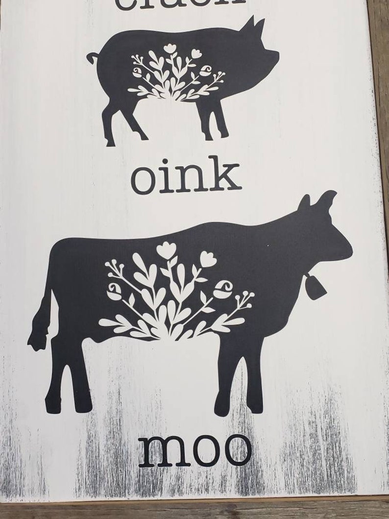 Farmhouse Cluck Oink Moo Sign Cow Pig Chicken Kitchen - Etsy