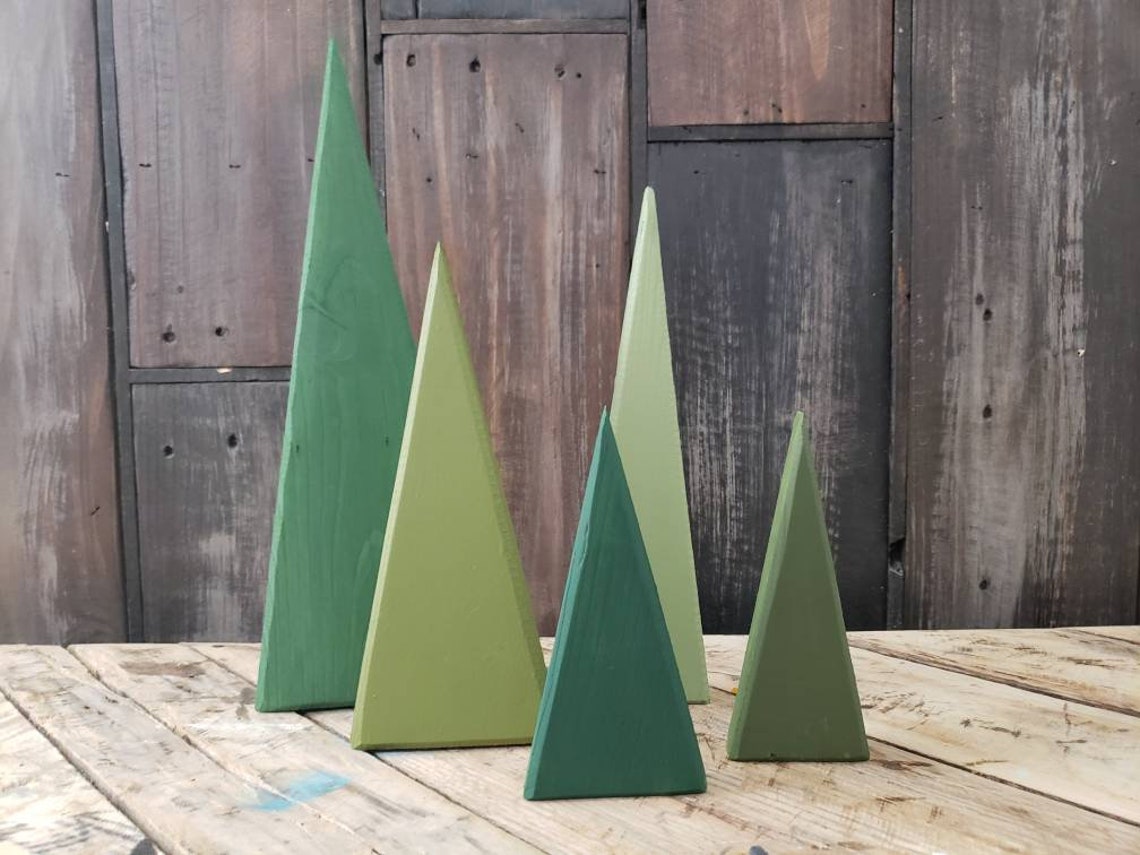 Simple Evergreen Trees, Set of 5, Woodland Nursery Decor, Rustic Cabin ...