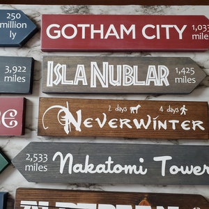 Simple Arrow Sign, Custom Directional Mileage Sign, Fictional ...