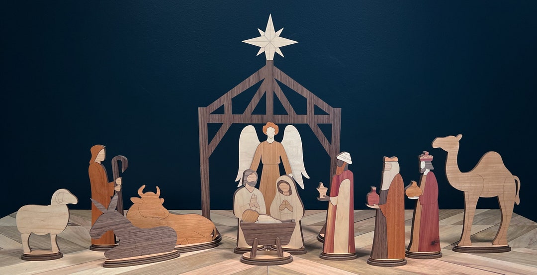 Nativity Scene Christmas Decor, Handmade Wooden Manger, Religious Gift ...