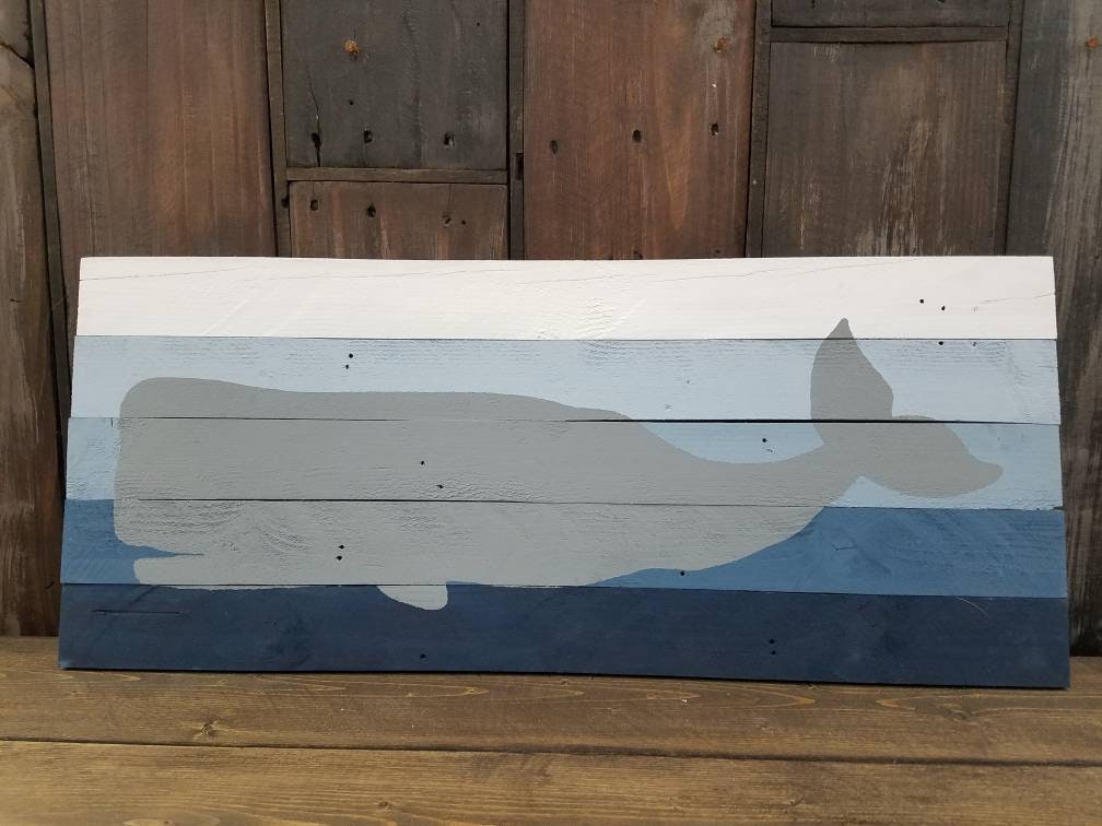 Whale Sign Ombre Blue Sign Ocean Theme Nursery Nautical | Etsy