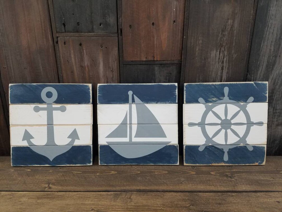 Nautical Nursery Decor, Anchor Sign, Sailboat Sign, Pink Lake House ...