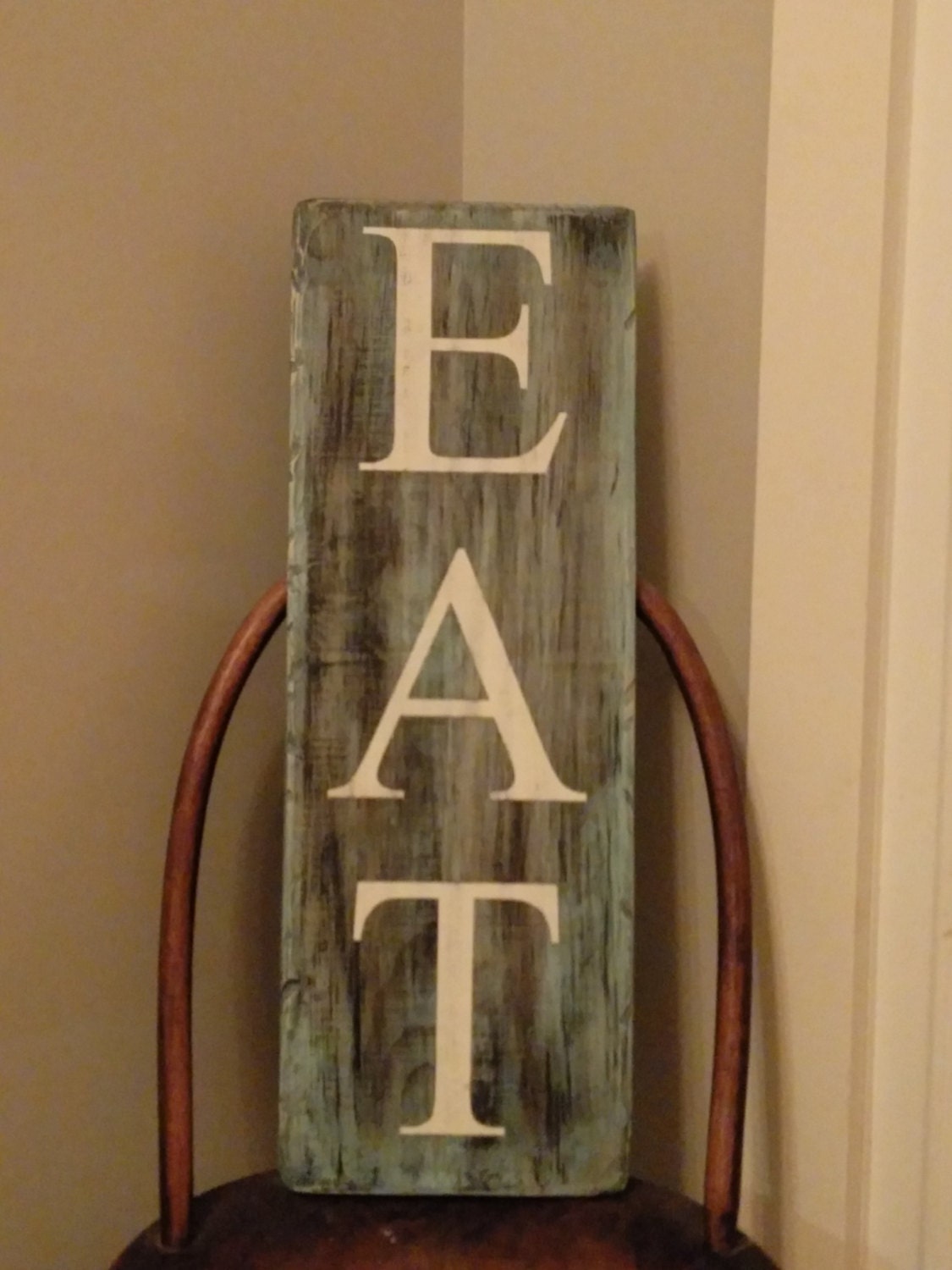 EAT Sign Kitchen Wall Decor Distressed Dining Room Sign | Etsy