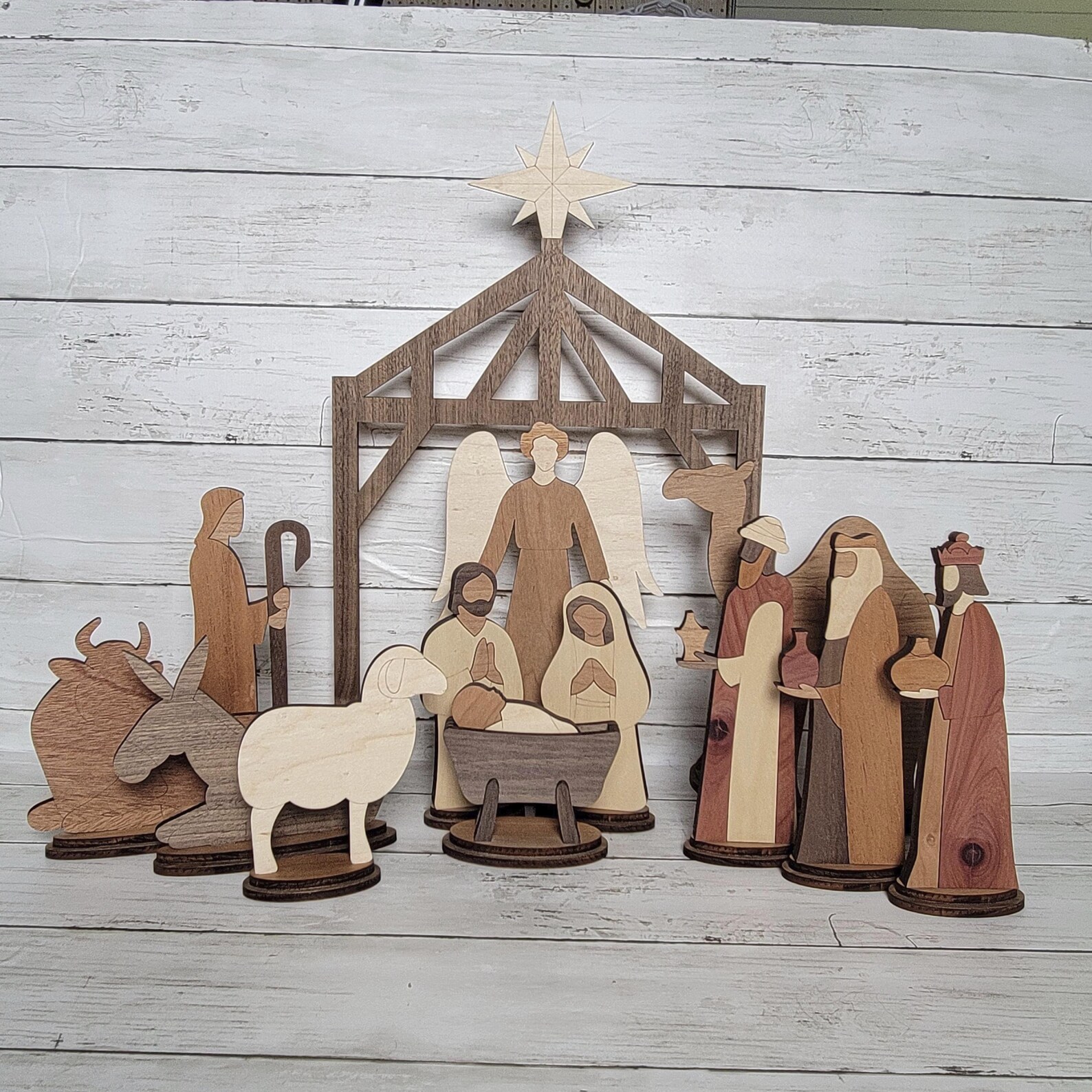 Nativity Scene Christmas Decor, Handmade Wooden Manger, Religious Gift ...