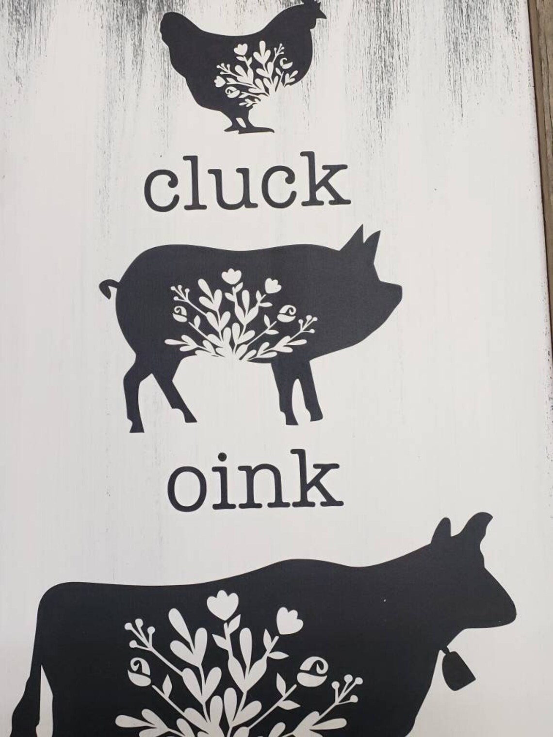 Farmhouse Cluck Oink Moo Sign Cow Pig Chicken Kitchen - Etsy