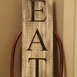 EAT Sign, Kitchen Wall Decor, Distressed Dining Room Sign, Rustic ...