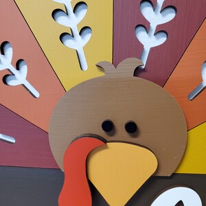 Thanksgiving Door Hanger, Thankful Turkey Sign, Autumn Colors, Cute ...