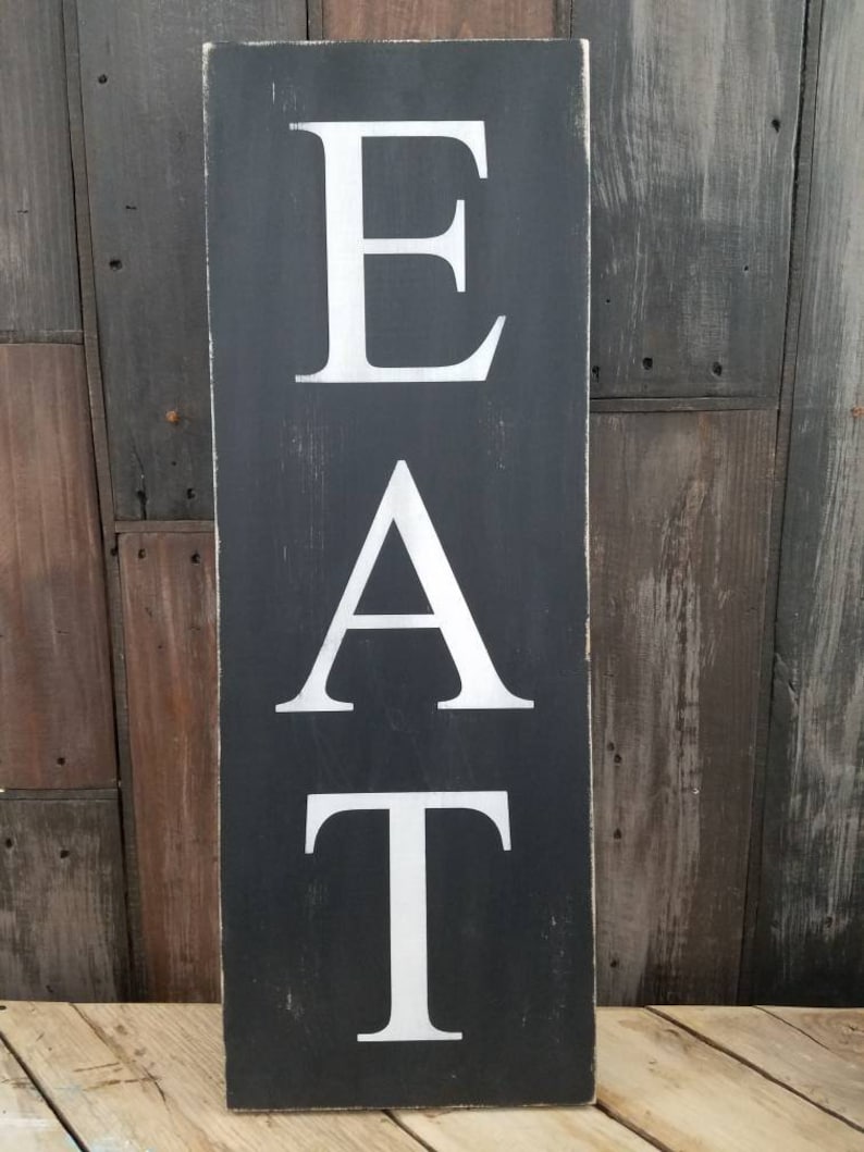 EAT Sign Kitchen Wall Decor Distressed Dining Room Sign - Etsy