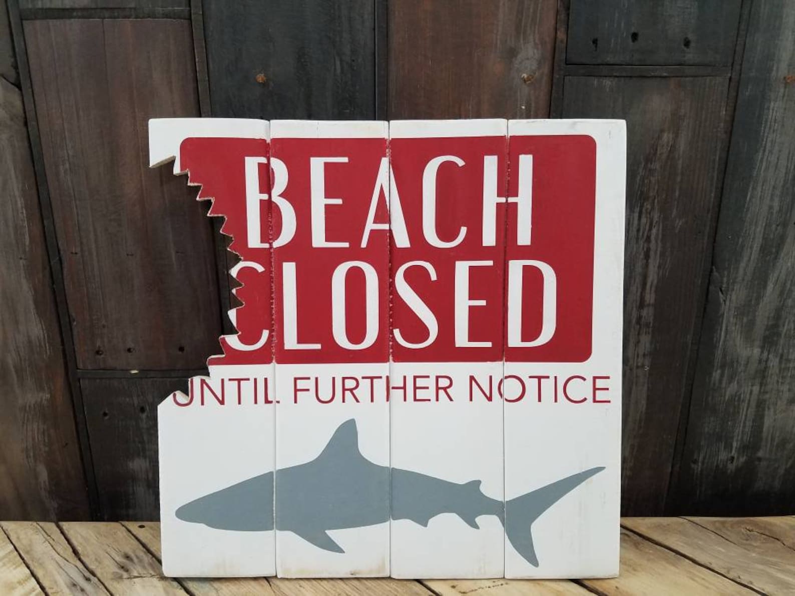 Shark Warning Sign, Nautical Nursery Decor, Beach Closed Sign, Shark ...